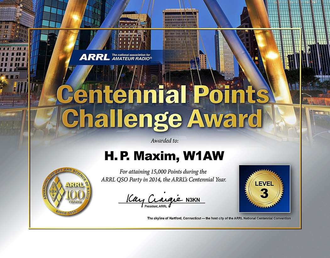 Participants May Apply Anytime for Centennial Points Challenge, W1AW ...