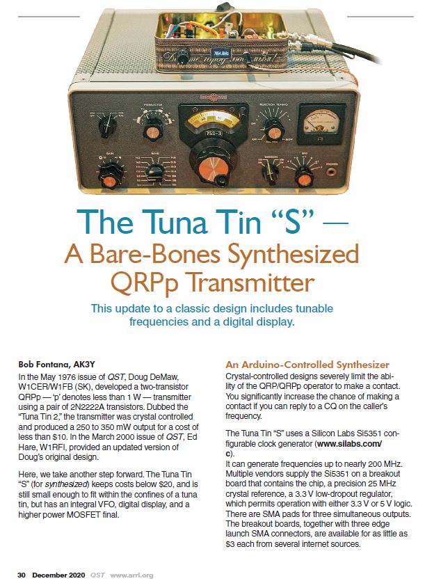 Bob Fontana, AK3Y, Wins the December 2020 QST Cover Plaque Award