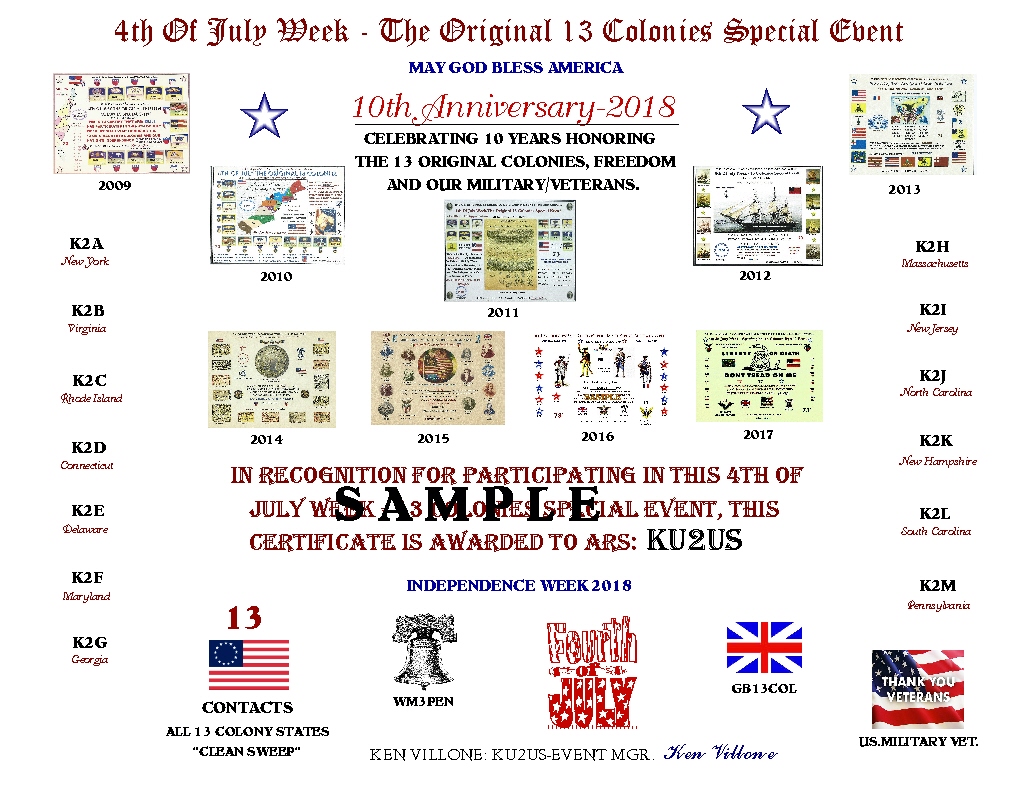 13 Colonies Special Event to Mark 10th Anniversary this Year
