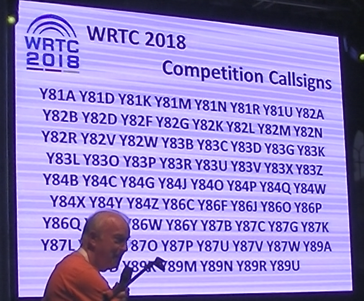 WRTC 2018 Call Signs Will Be Y81A through Y89U